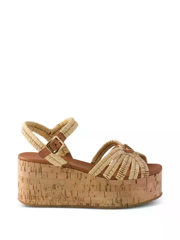 Prada Crochet Platform Sandals - Neutrals