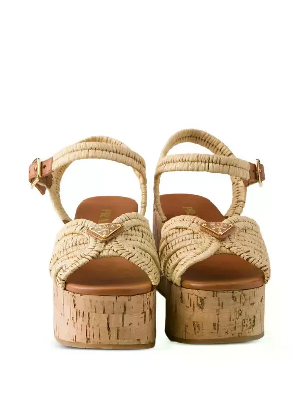 Prada Crochet Platform Sandals - Neutrals
