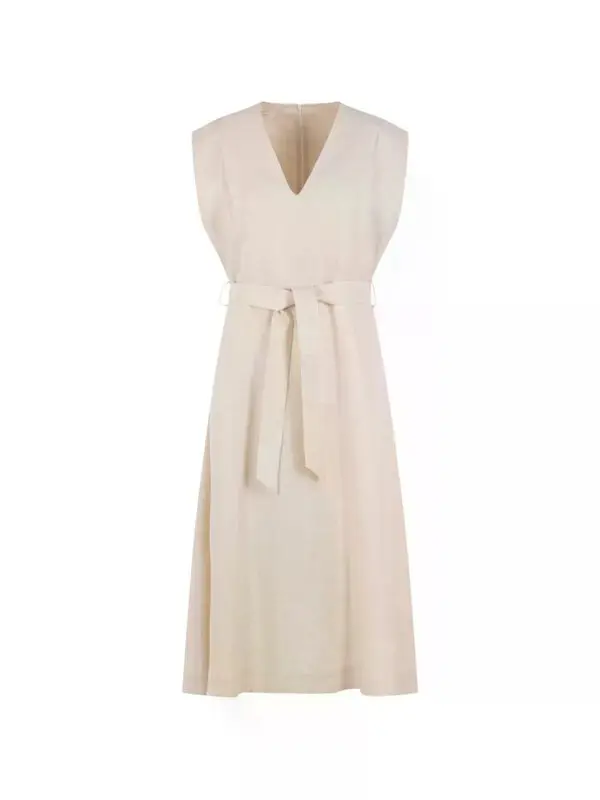 GLANSHIRT Lia V-neck Tie Dress - Neutrals