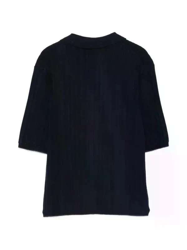 Closed Ribbed Buttoned T-shirt - Blue