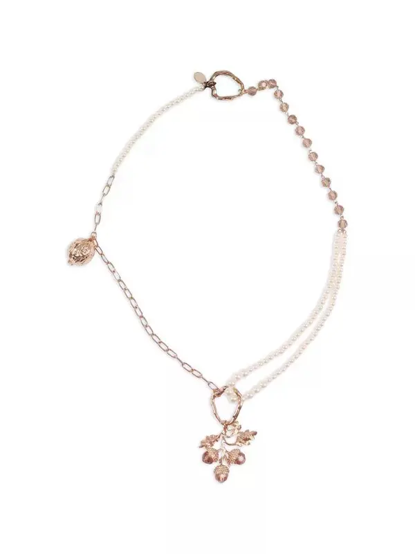 Max Mara Bead And Charm Metal Necklace - Gold