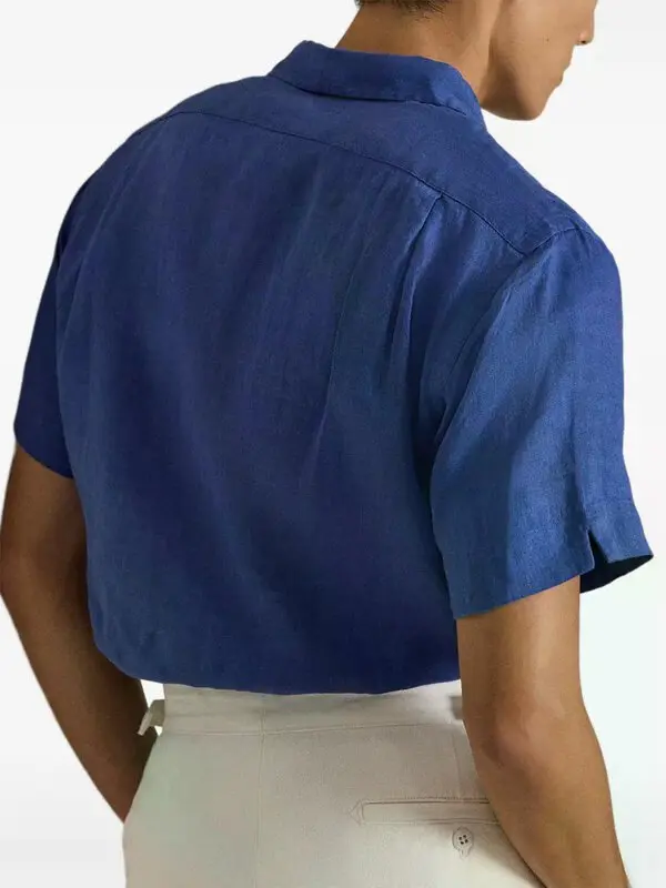 Polo Ralph Lauren Embroidered Pocket Linen Shirt - Blue