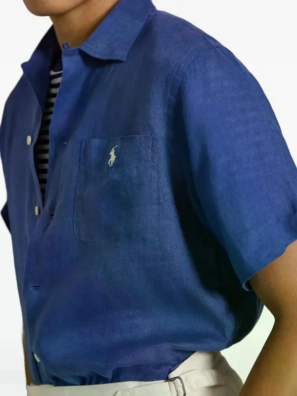 Polo Ralph Lauren Embroidered Pocket Linen Shirt - Blue