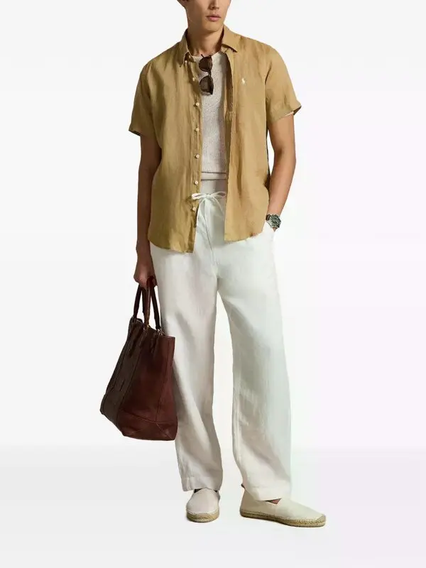 Polo Ralph Lauren Embroidered Custom Linen Shirt - Neutrals