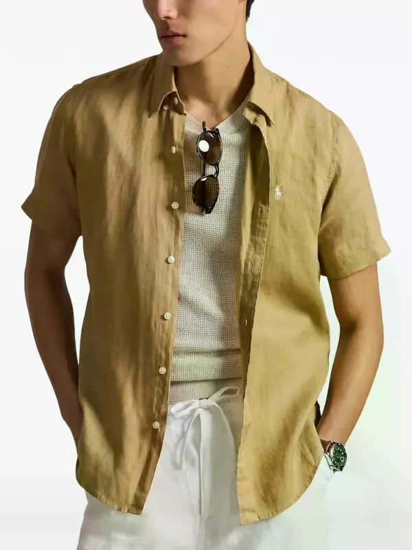 Polo Ralph Lauren Embroidered Custom Linen Shirt - Neutrals