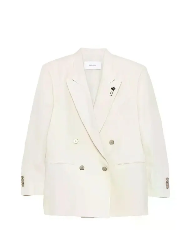 LARDINI Pin-detail Double-breasted Blazer - Neutrals