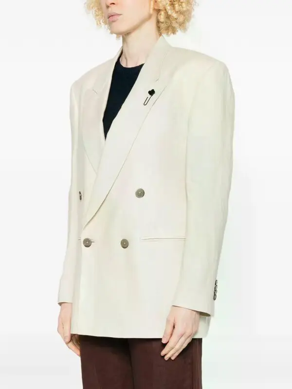 LARDINI Pin-detail Double-breasted Blazer - Neutrals