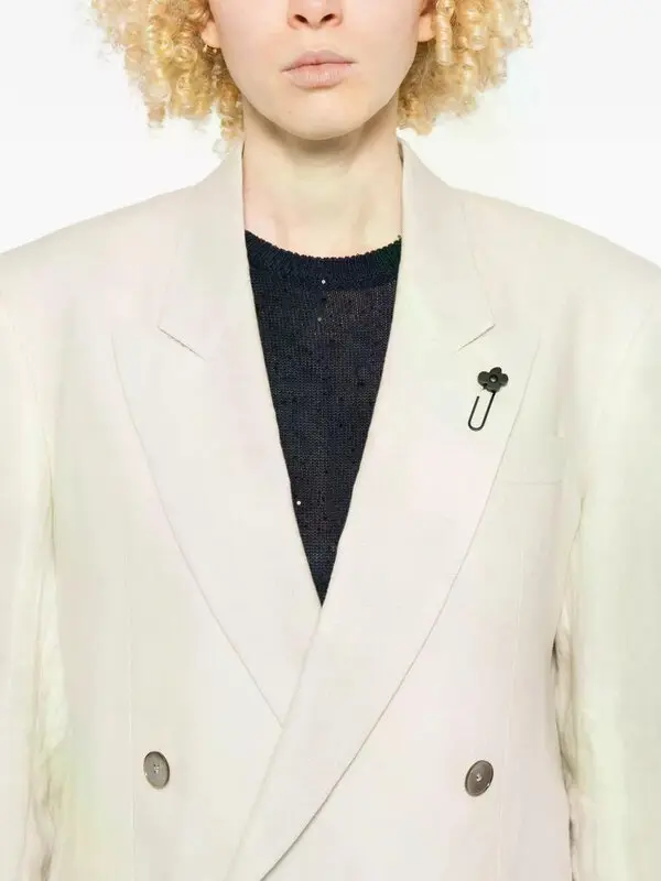 LARDINI Pin-detail Double-breasted Blazer - Neutrals