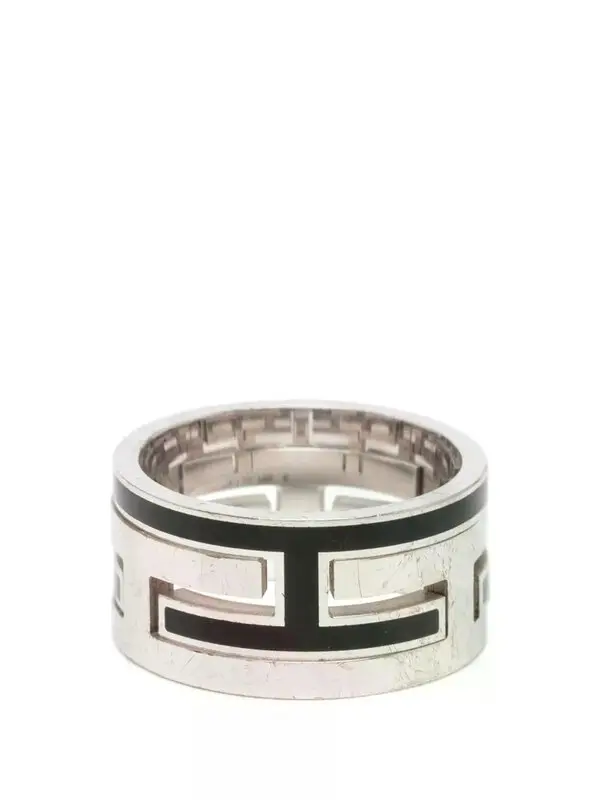 Hermès Sterling Silver And Enamel Move H Ring - Black