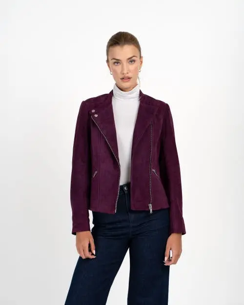 KETTLEWELL Suede Biker Jacket - Cassis