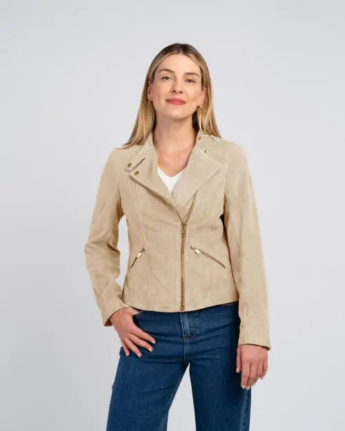 KETTLEWELL Suede Biker Jacket - Champagne