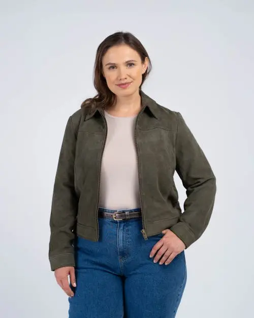 KETTLEWELL Harper Suede Bomber Jacket - Khaki
