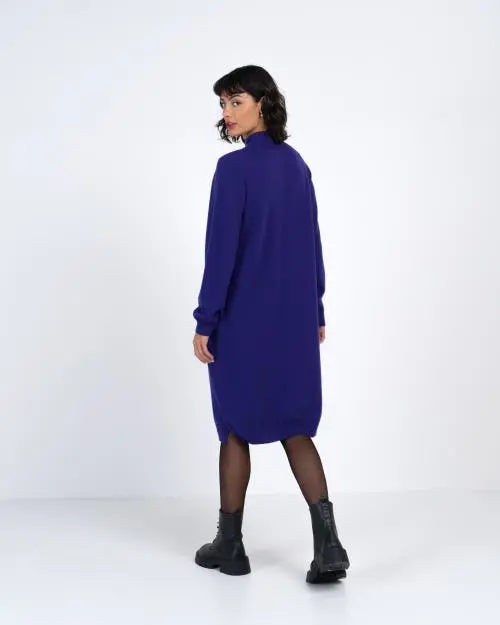 KETTLEWELL Turtle Neck Merino Wool Knitted Dress - Sapphire