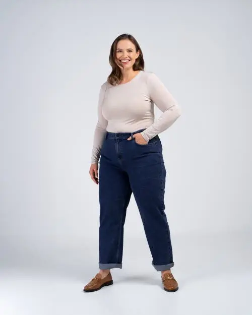 KETTLEWELL Darla Boyfriend Mid Rise Jeans - Dark Blue