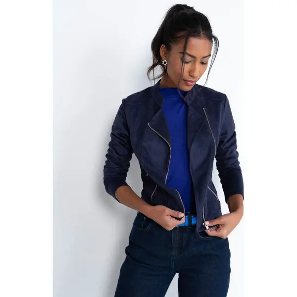 KETTLEWELL Rachel Cropped Biker Jacket - Sultry Navy