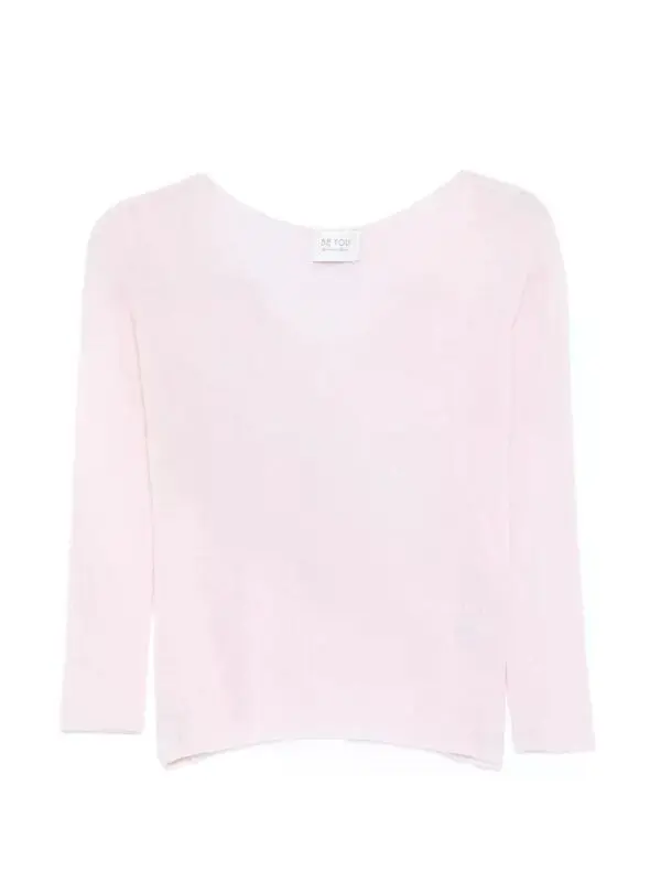 BEYOU V-neck Long Sleeve Sweater - Pink