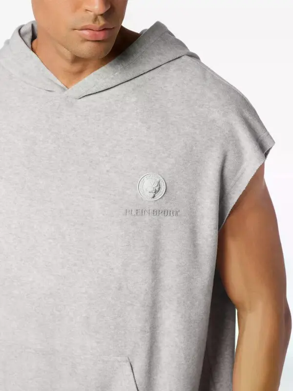 PLEIN SPORT Logo-patch Sleeveless Hoodie