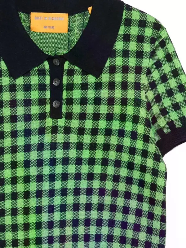 Guest In Residence Shrunken Checked Polo Top - Green