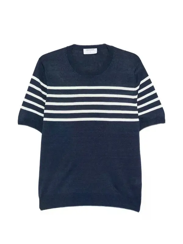 GRAN SASSO Striped Short-sleeve Sweater