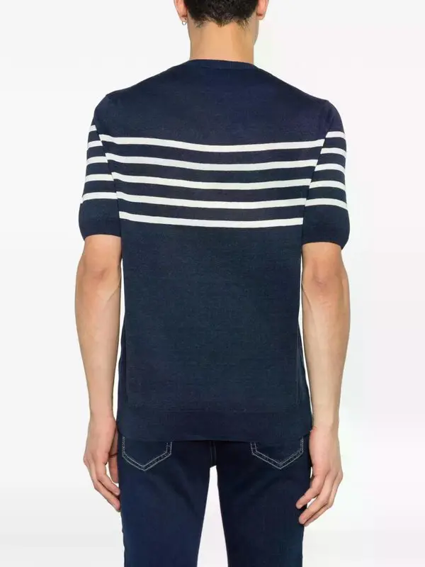 GRAN SASSO Striped Short-sleeve Sweater
