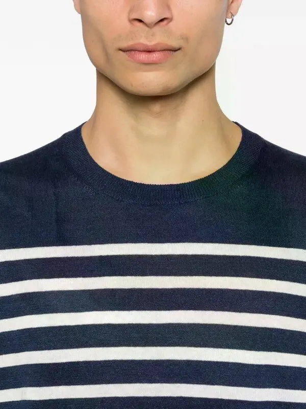 GRAN SASSO Striped Short-sleeve Sweater