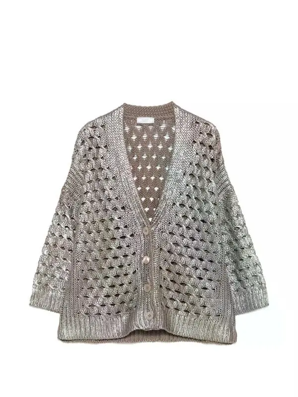 Peserico Button Crochet Cardigan - Silver