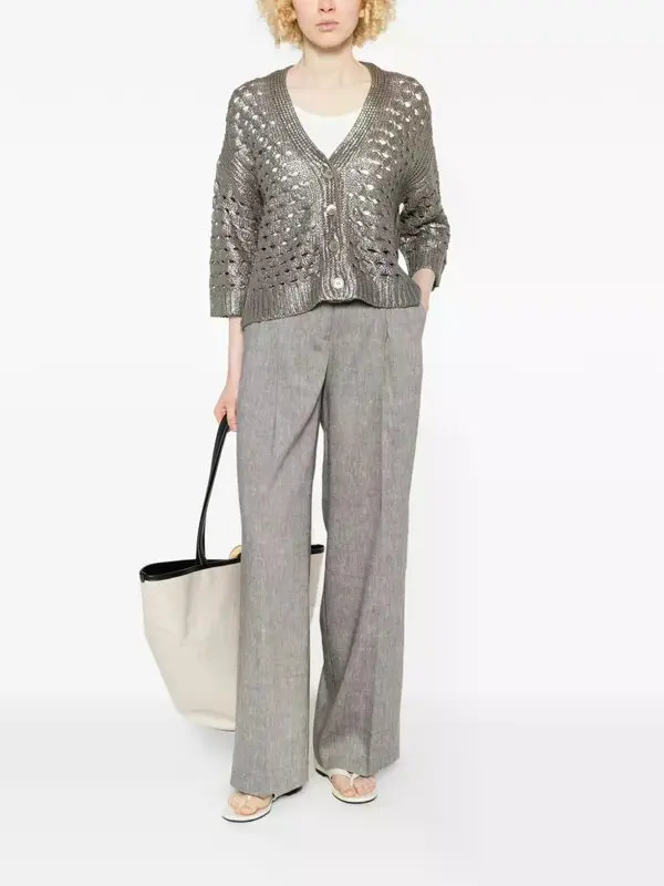 Peserico Button Crochet Cardigan - Silver