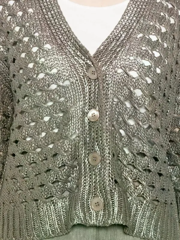 Peserico Button Crochet Cardigan - Silver