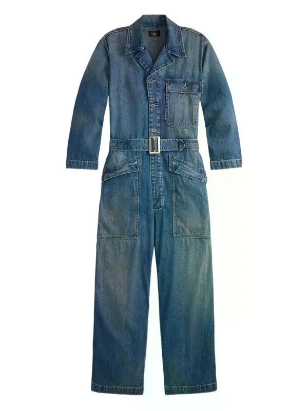 Ralph Lauren Belted Cotton Jumpsuit - Blue