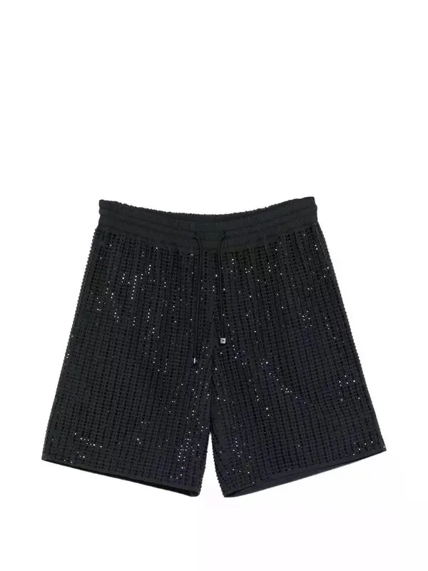 VENUJA Drawstring Crystal-embellished Shorts - Black