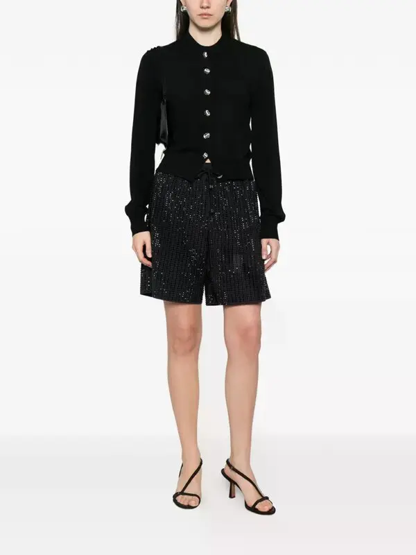 VENUJA Drawstring Crystal-embellished Shorts - Black