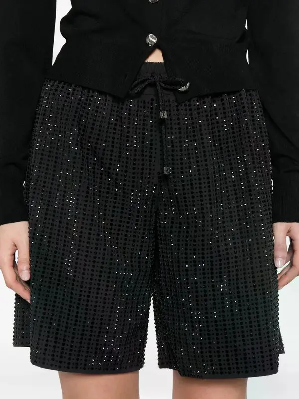 VENUJA Drawstring Crystal-embellished Shorts - Black