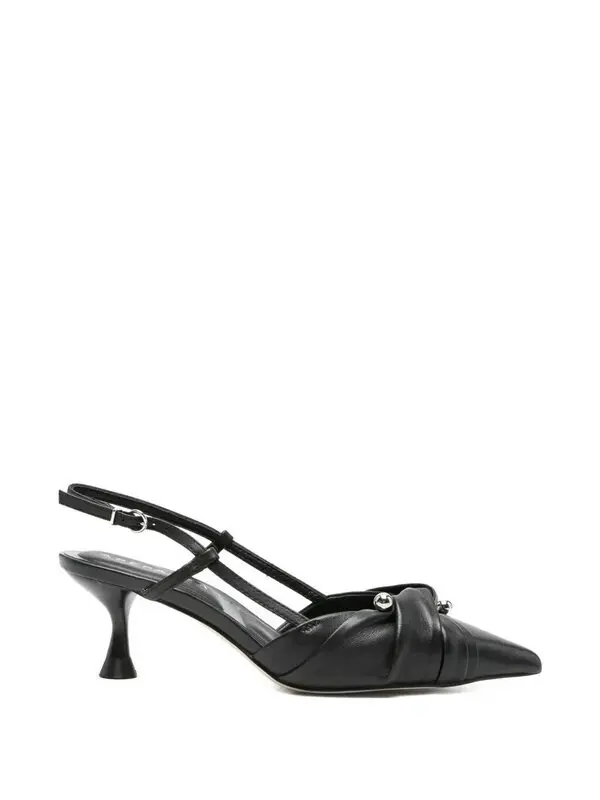 APEPAZZA Glow Knotted Leather Pumps - Black