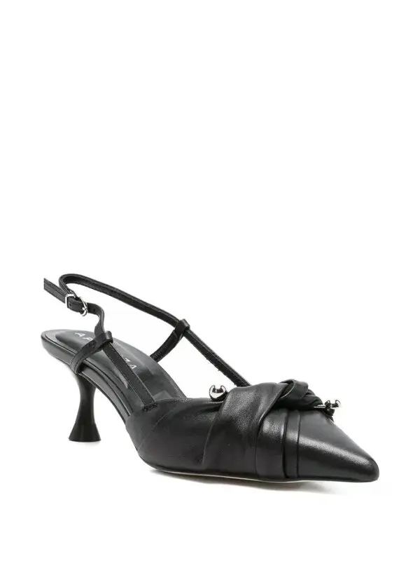 APEPAZZA Glow Knotted Leather Pumps - Black