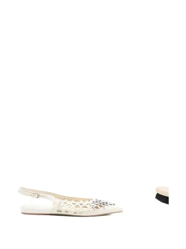 APEPAZZA Petal Embellished Ballet Flats - Neutrals
