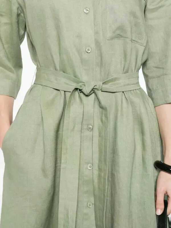 Max Mara Button Belt Linen Midi Dress