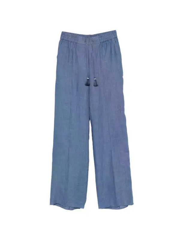Marina Rinaldi Tassel Drawstring Wide Leg Trousers