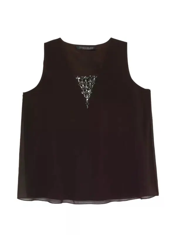 Marina Rinaldi Embellished Sleeveless Blouse - Brown