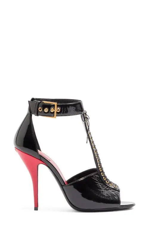 Valentino Garavani Bustier T-strap Sandal - Black/red