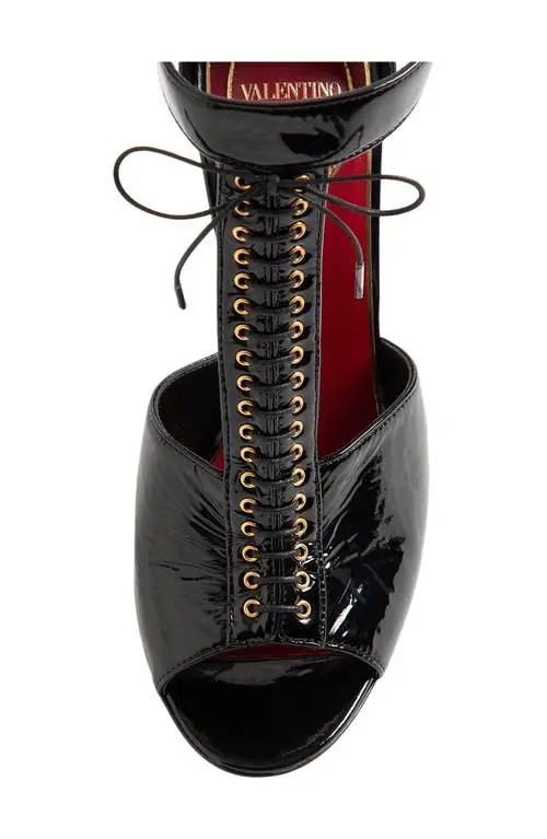 Valentino Garavani Bustier T-strap Sandal - Black/red