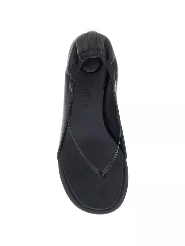 Jacquemus Gathered Leather Sandals - Black