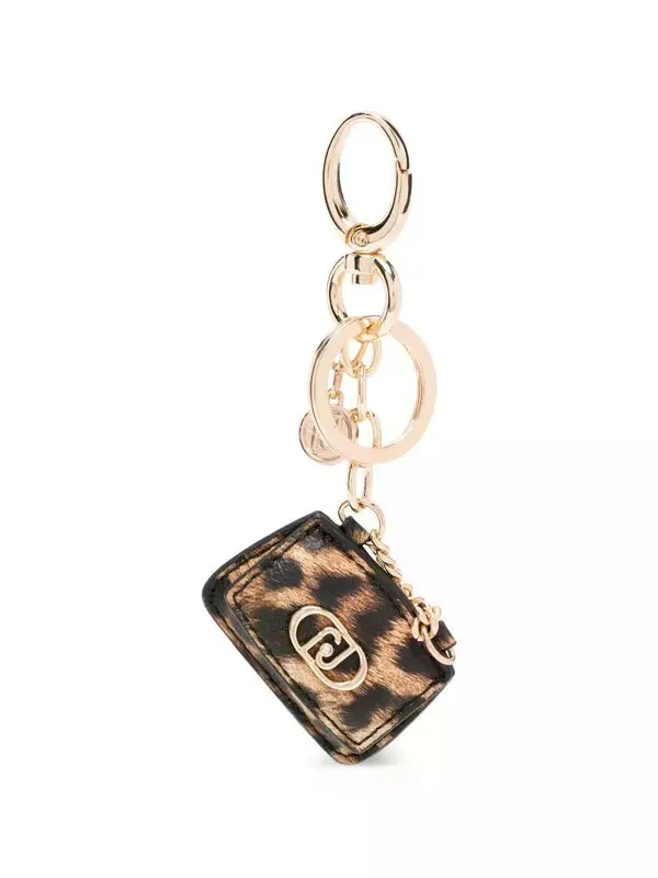 Liu Jo Lapuffy Animal-print Logo Keyring - Neutrals