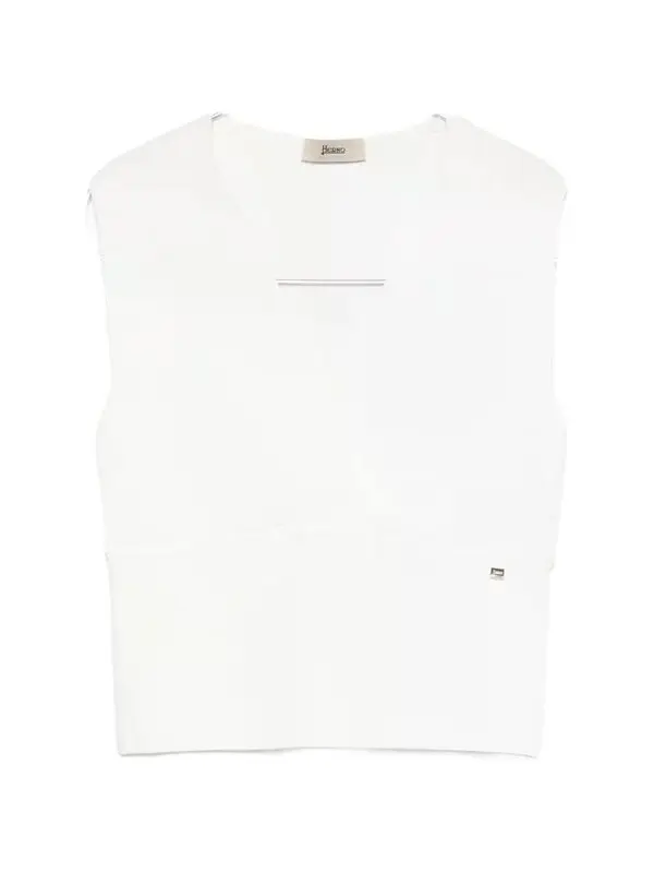 Herno V-neck Cropped Vest - White