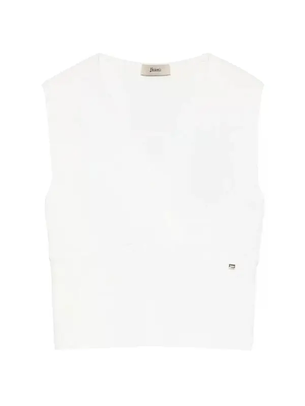 Herno V-neck Cropped Vest - White