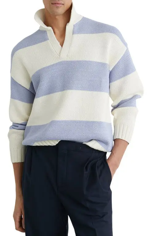REISS Johnny Collar Sweater - White/soft Blue