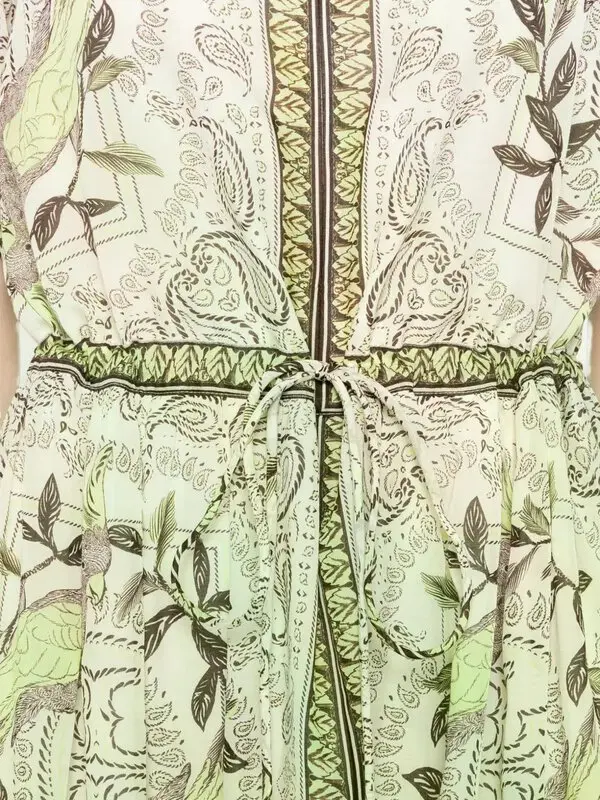 Tory Burch Bird Paisley Midi Shirt Dress - Neutrals
