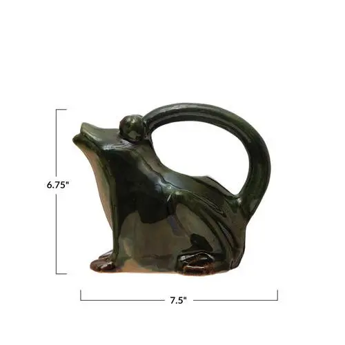 STORIED HOME Stoneware Frog Watering Pitcher