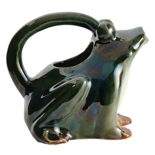 STORIED HOME Stoneware Frog Watering Pitcher