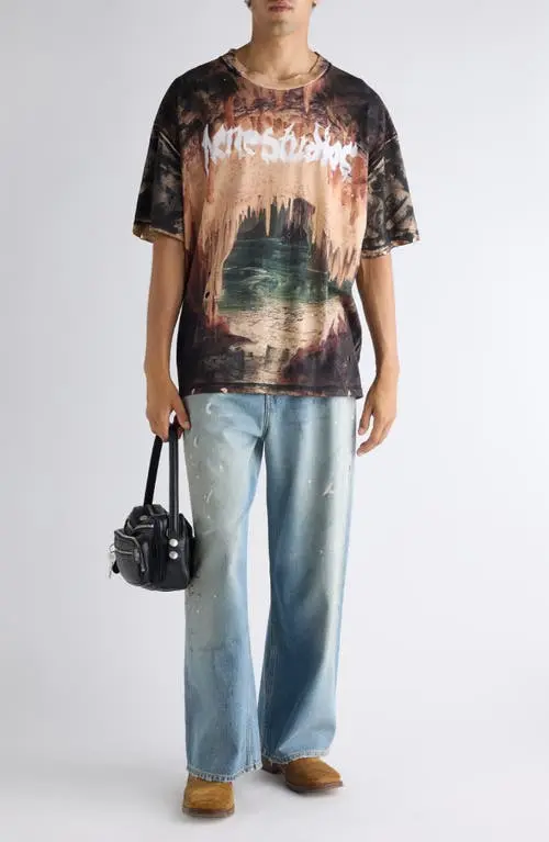 Acne Studios U Trafalgar Paint Splattered Straight Leg Jeans - Light Blue