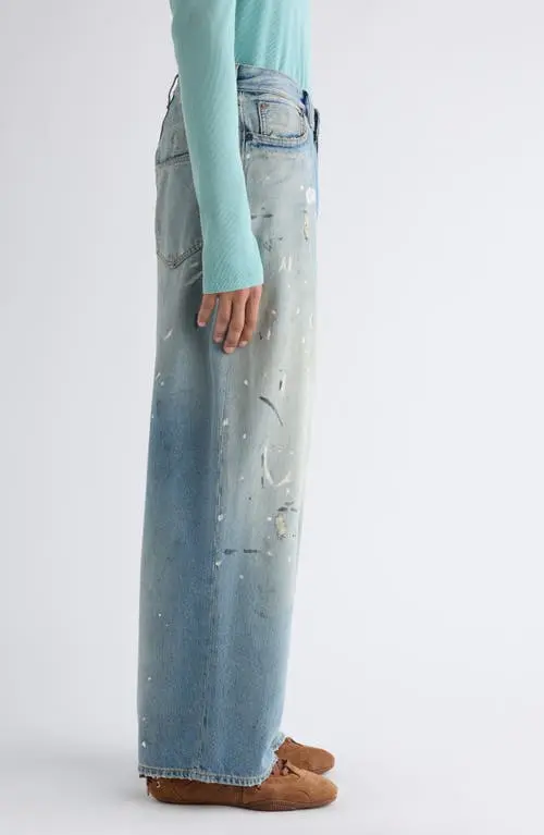 Acne Studios U Trafalgar Paint Splattered Straight Leg Jeans - Light Blue